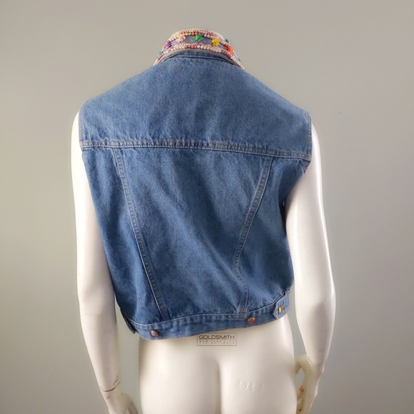 Jou Jou | Jackets & Coats | Vtg 9s Rainbow Sequin Beaded Collar Denim ...